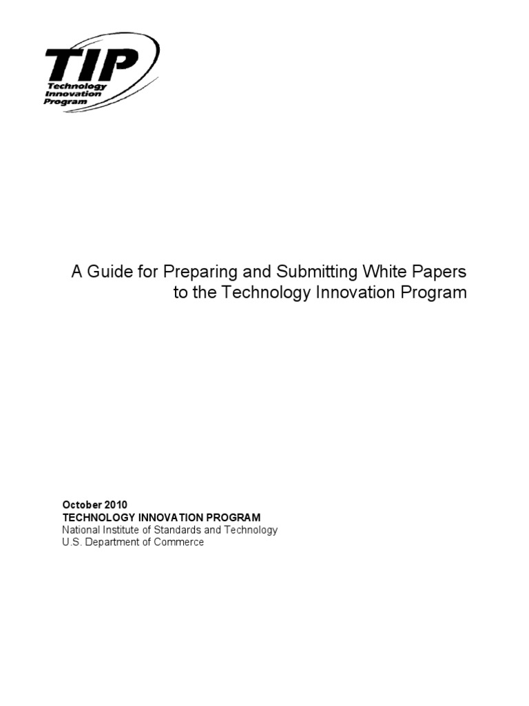A Guide For Preparing and Submitting White Papers To The Technology ...