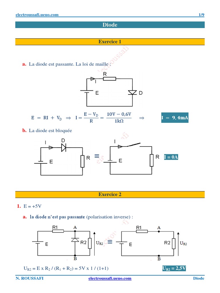 Diodes : Analyse de Polarisation et Schémas | PDF | Ingénierie ...