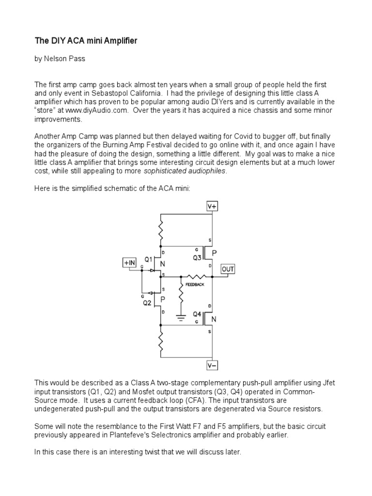 The DIY ACA Mini Amplifier | PDF | Amplifier | Resistor