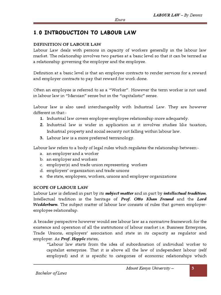 Labour Law Introduction | PDF | Labour Law | Employment
