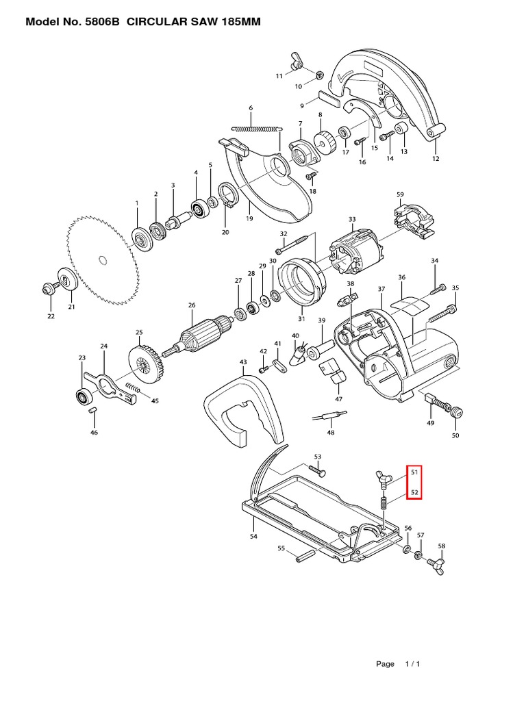 5806B Circular Saw Parts List | PDF | Screw | Tools
