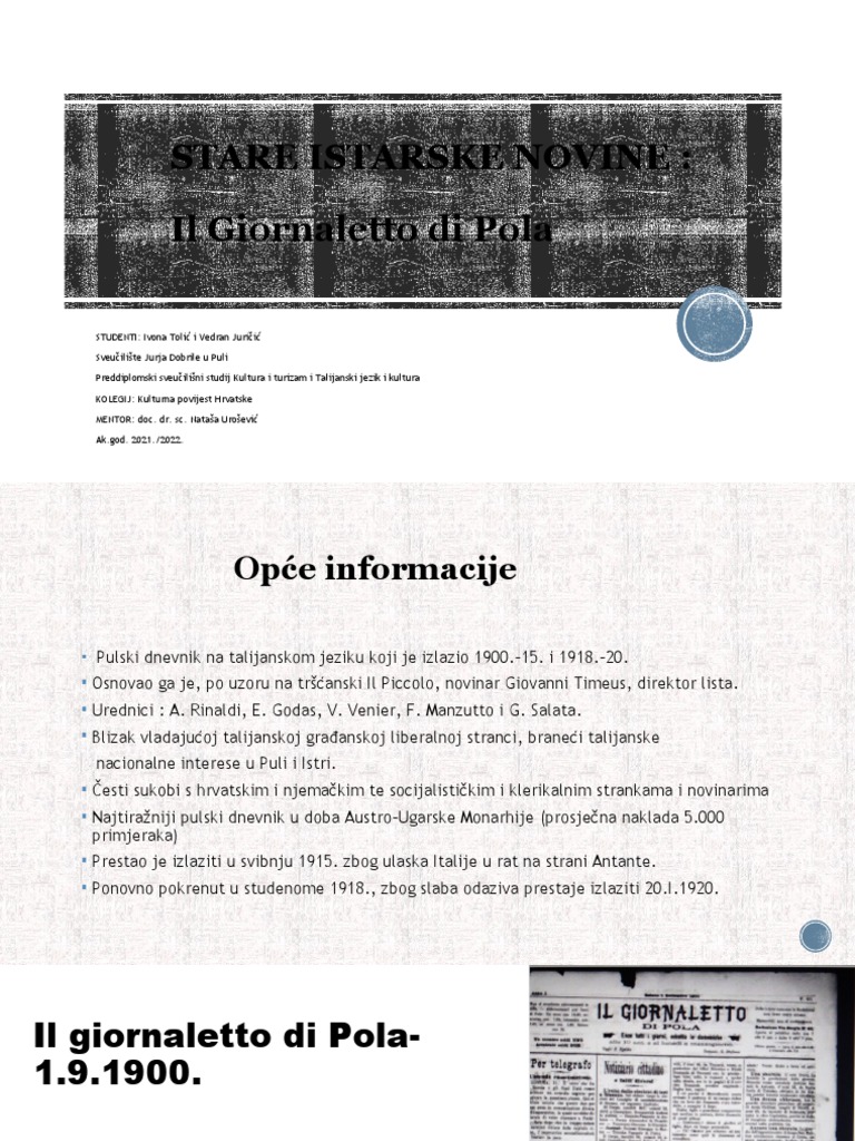 Stare Istarske Novine - Giornaletto | PDF