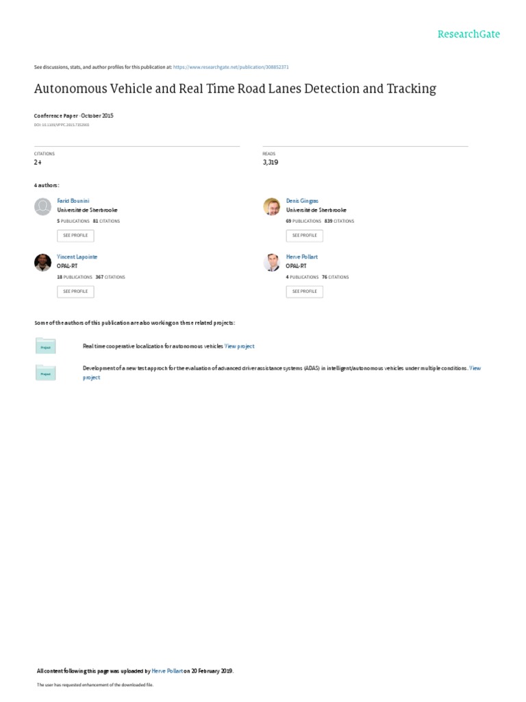 Autonomous Vehicle and Real Time Road Lanes Detection and Tracking ...