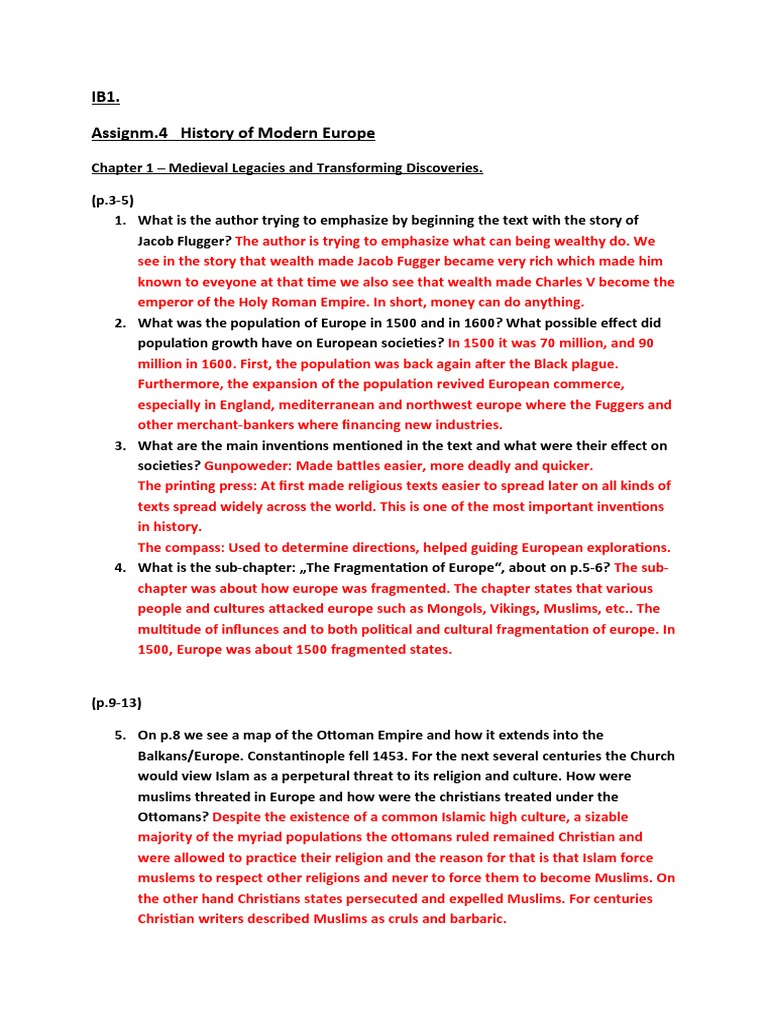 Assignm.4 History of Modern Europe. Ch.1. Medieval Legacies And ...