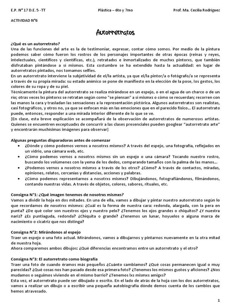 06-Actividad3 AUTORRETRATO - 6toy7mo | PDF | Pinturas | Las artes