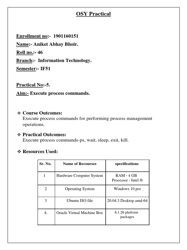 OSY Practical No.5 | PDF | Process (Computing) | Operating System