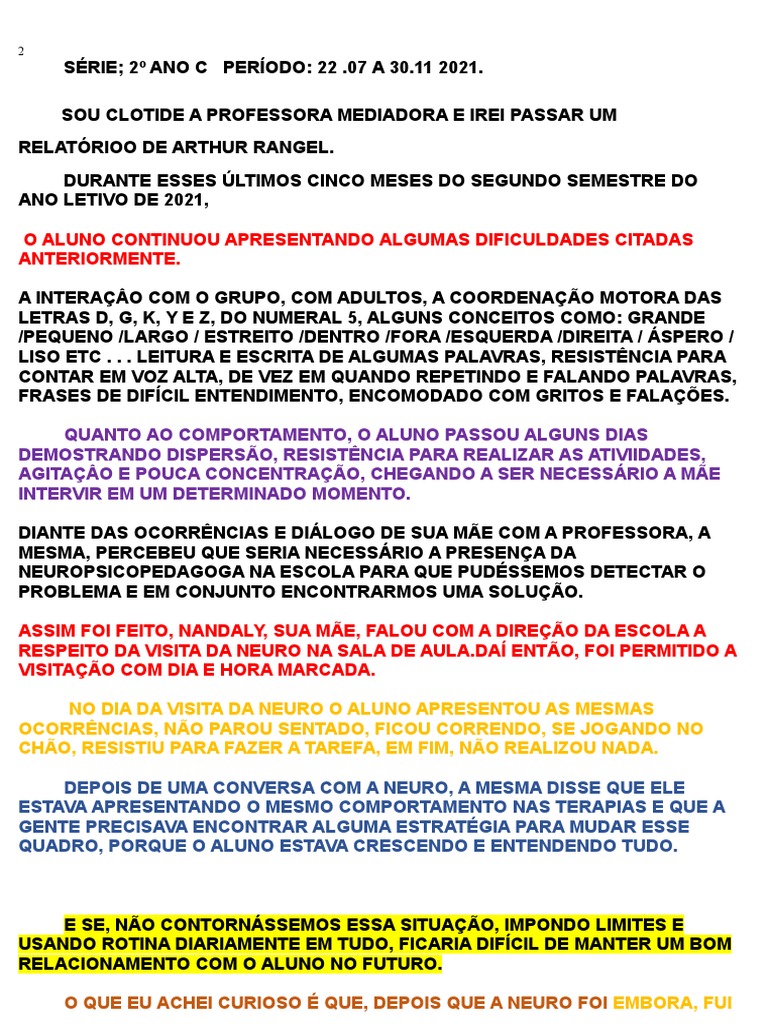 Último Relatório de Arthur Rangel | PDF