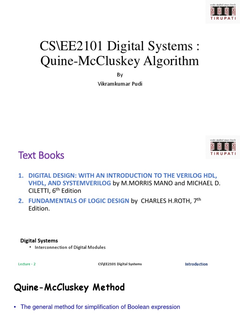 Quine-McCluskey Algorithm | PDF | Computer Engineering | Digital ...