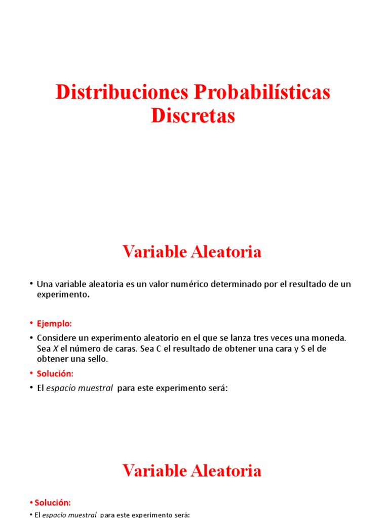 Unidad #1 Variables Aleatorias, Distribución de Probabilidades y ...