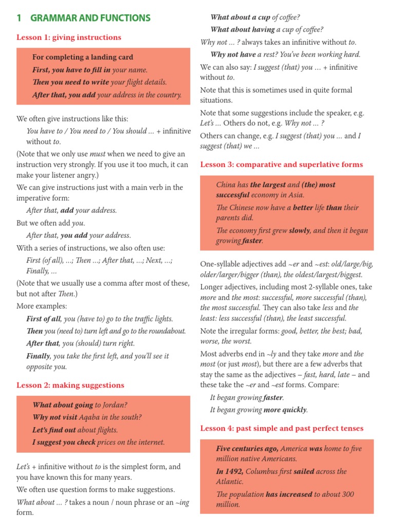 Sunrise 12 Grammar Reference | PDF | Subject (Grammar) | Verb