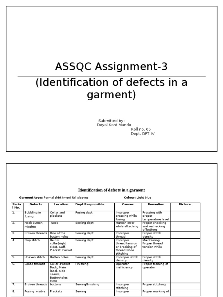 Garment Defects Identification Guide | PDF | Seam (Sewing) | Sewing