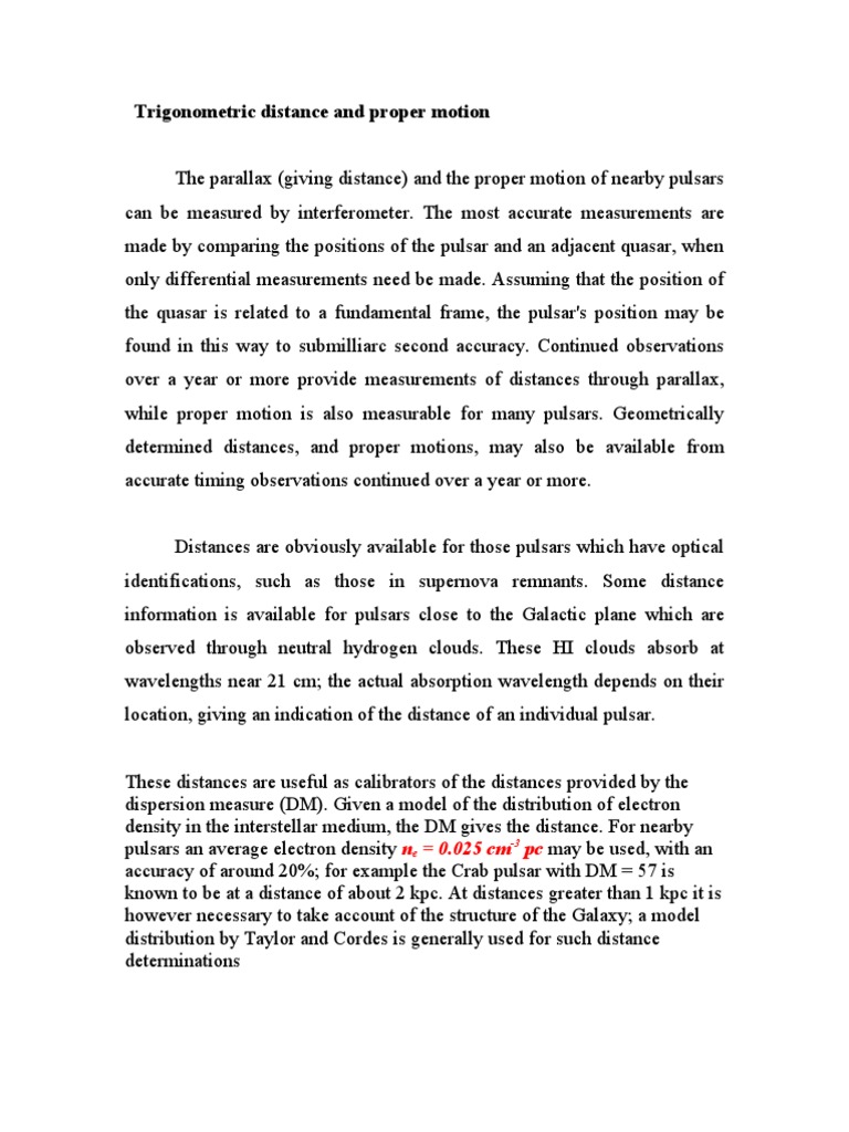 Trigonometric Distance and Proper Motion | PDF | Stars | General Relativity