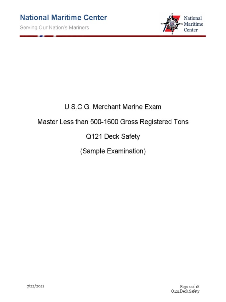 Coast Guard Exam 1 | PDF | Ships | Shipping