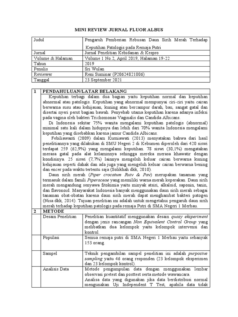 Mini Review Jurnal Fluor Albus | PDF