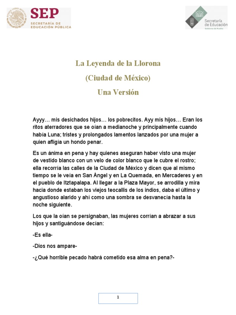 La Leyenda de La Llorona | PDF