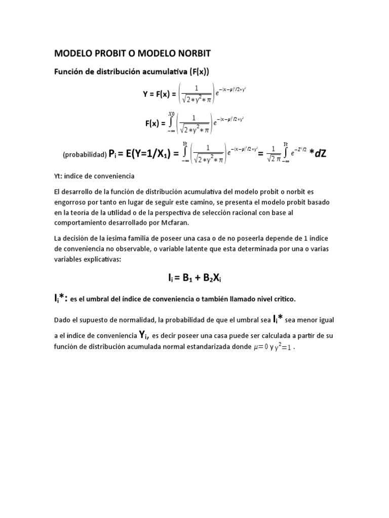 Modelo Probit o Modelo Norbit | PDF | Probabilidad | Matemáticas Aplicadas