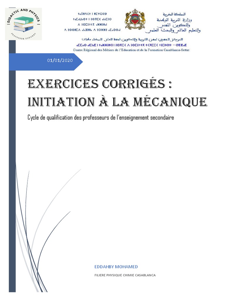 Exercices Corrigés de Mécanique | PDF | Obliger | Lois du mouvement de ...