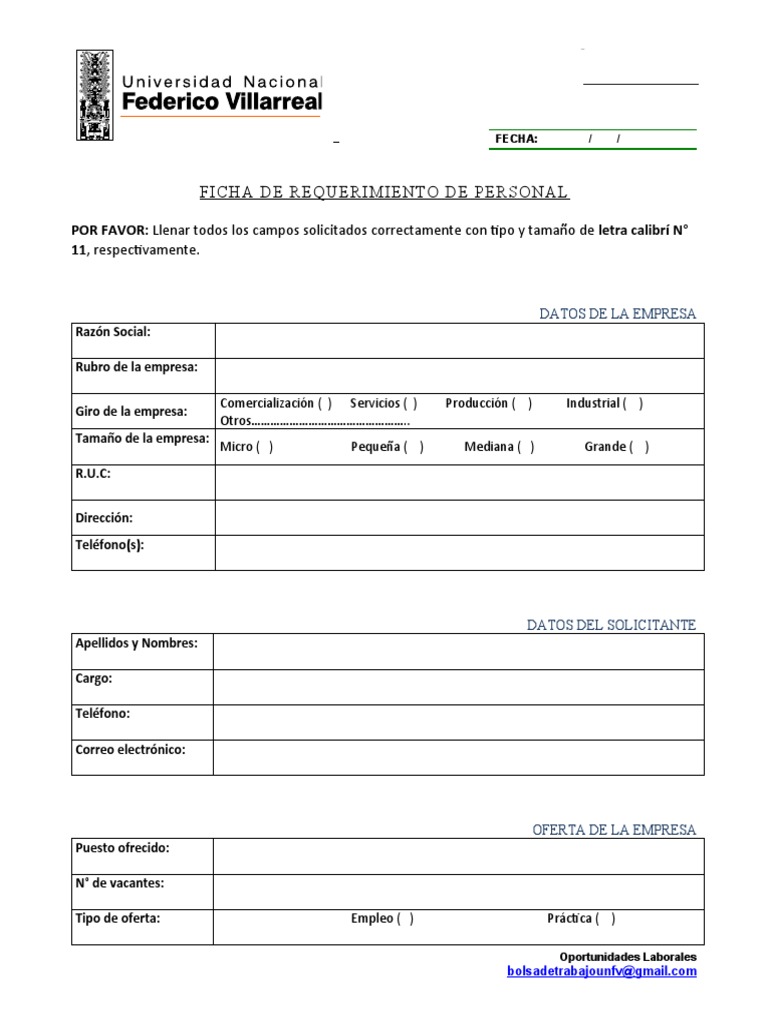 Ficha de Requerimiento de Personal | PDF | Economias