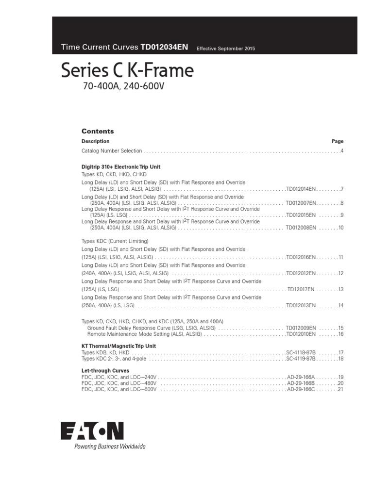 Series C K-Frame: Time Current Curves TD012034EN | PDF | Manufactured ...
