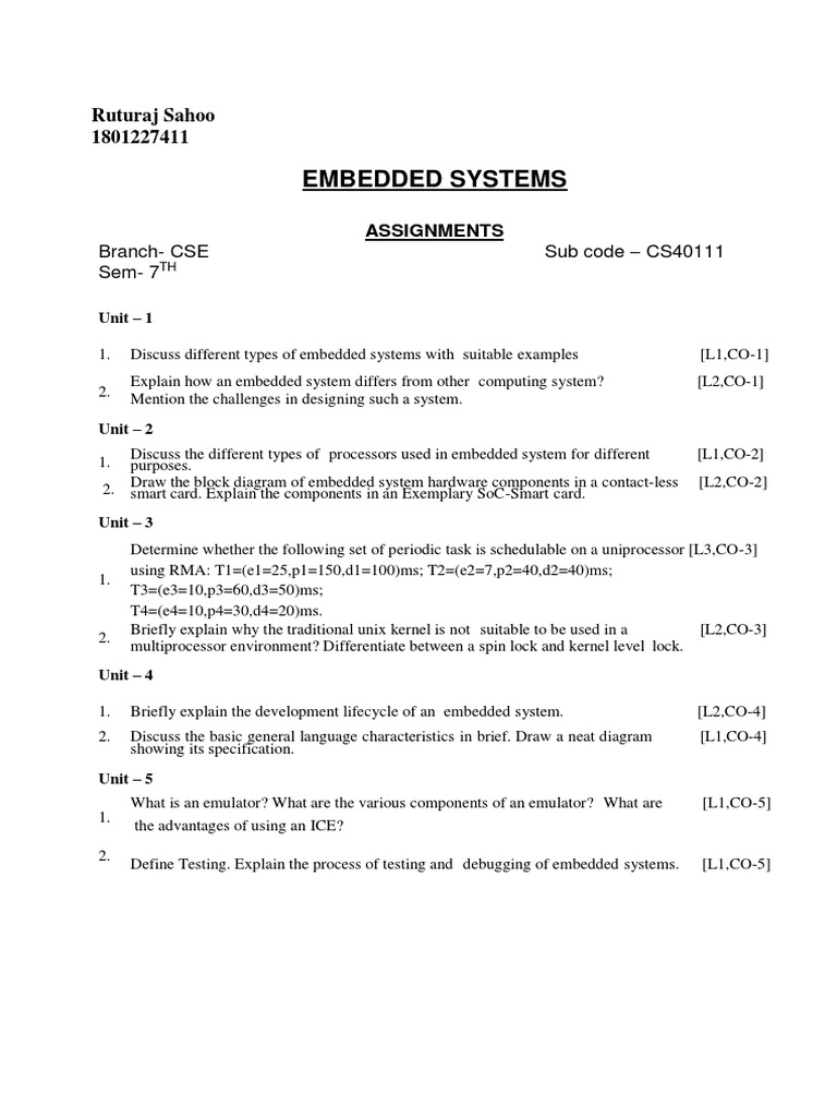 ES Assignment | Download Free PDF | Embedded System | Central Processing Unit
