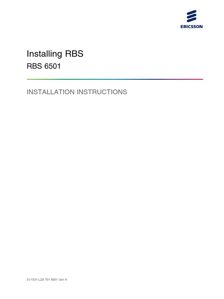 RBS 6501 Installation Instructions | PDF | Electrical Connector | Screw