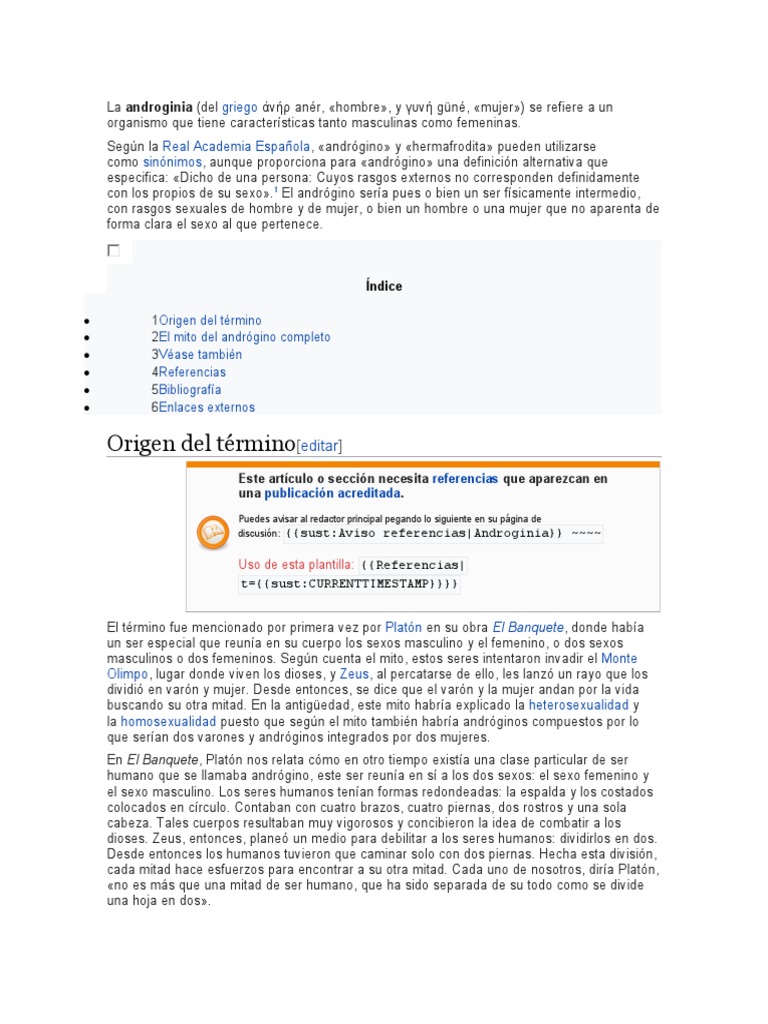Definición de Androginia y Andrógino | PDF | Sexo | Género
