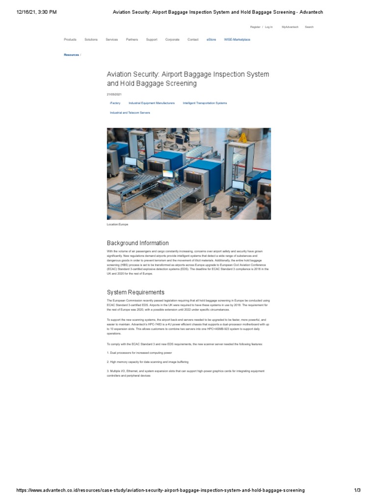 Aviation Security - Airport Baggage Inspection System and Hold Baggage ...