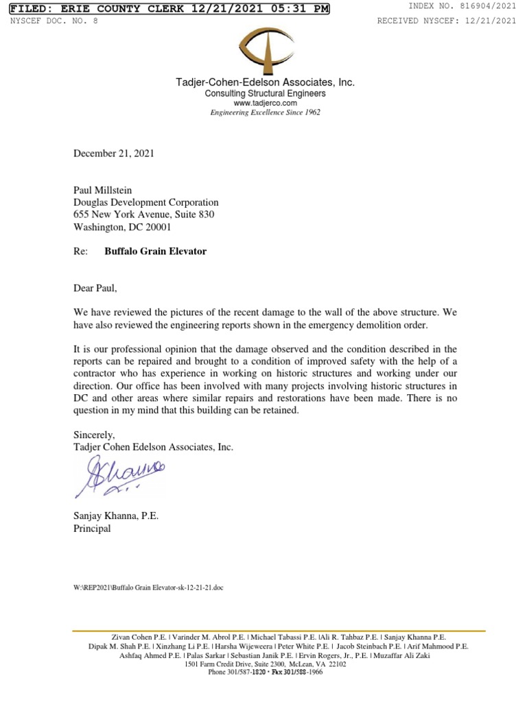 Tadjer-Cohen-Edelson Associates Letter | PDF