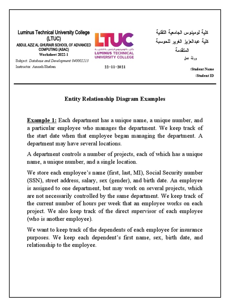 Entity Relationship Diagrams for University, Sports League, and ...