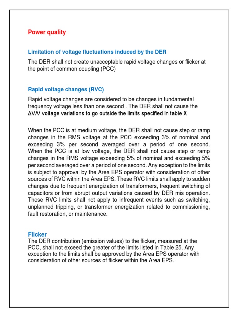 Power Quality: Limitation of Voltage Fluctuations Induced by The DER ...