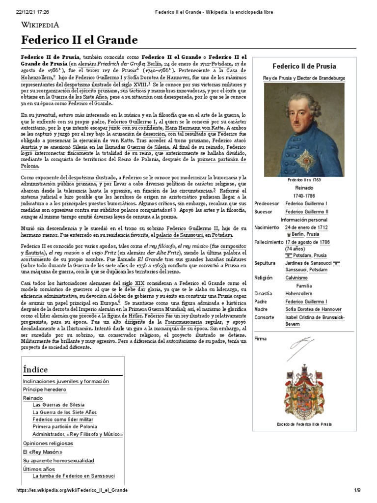 Federico II: Rey Filósofo y Militar | PDF | Reino de prusia | Prusia