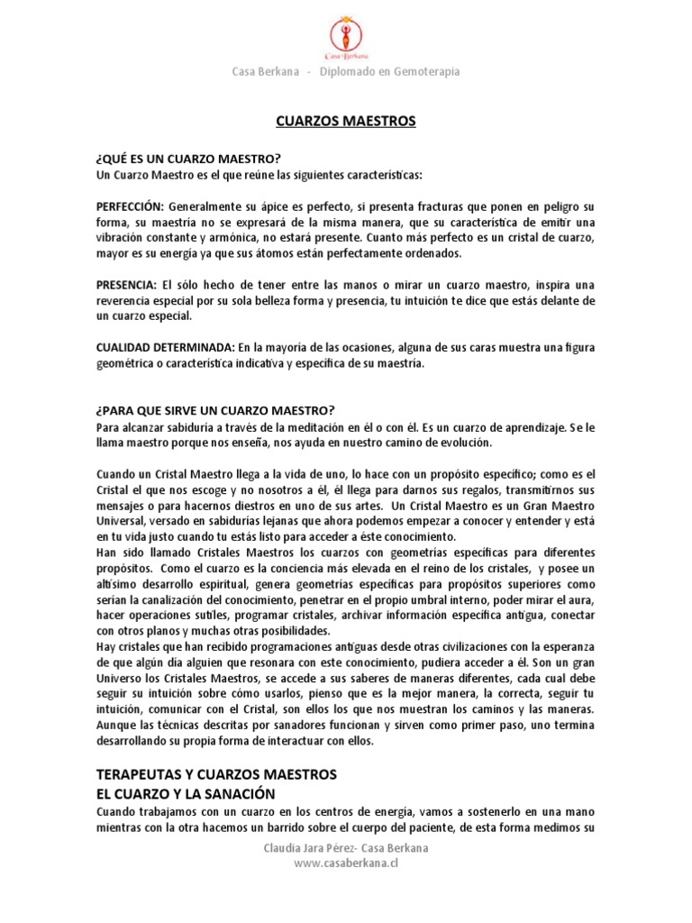 Clase 11 Cuarzos Maestros - Casa Berkana | PDF | Amor | Agua