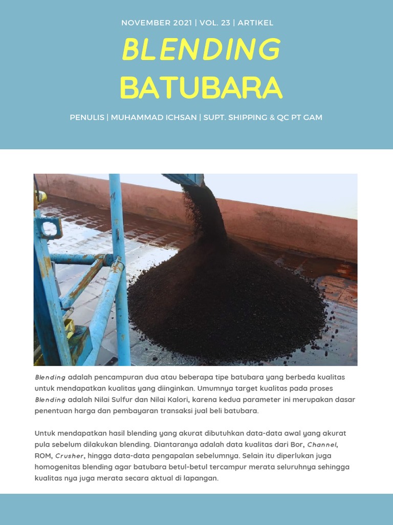 Metode dan Proses Blending Batubara | PDF | Teknologi & Rekayasa
