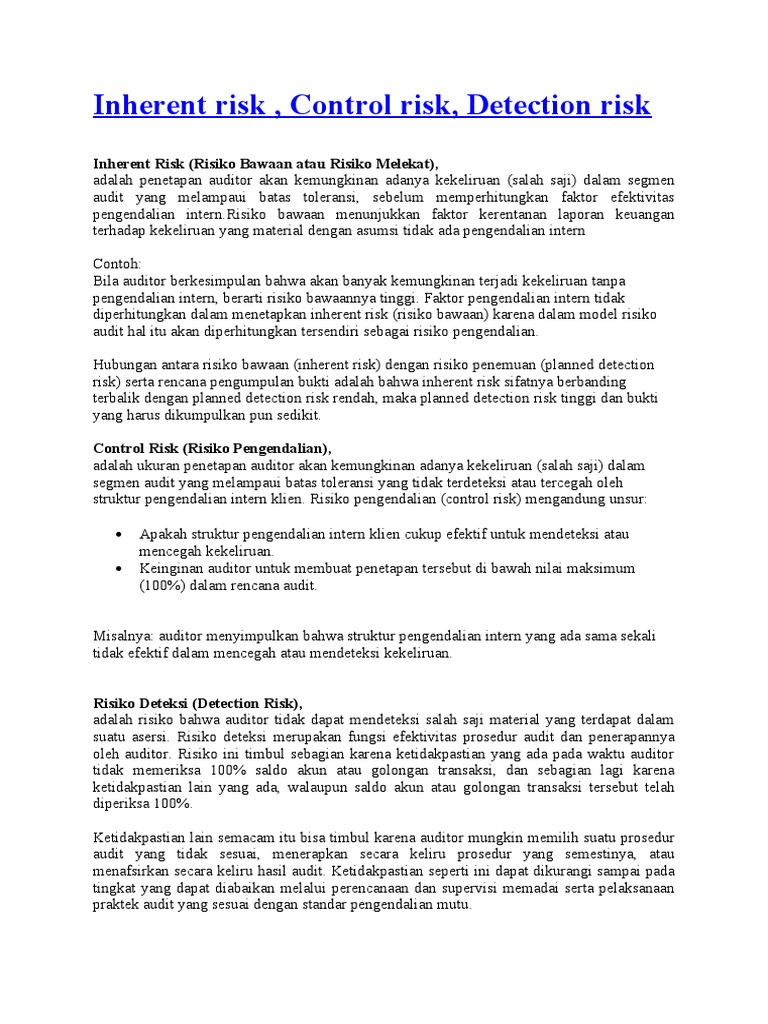 Inherent Risk | PDF | Karier & Perkembangan