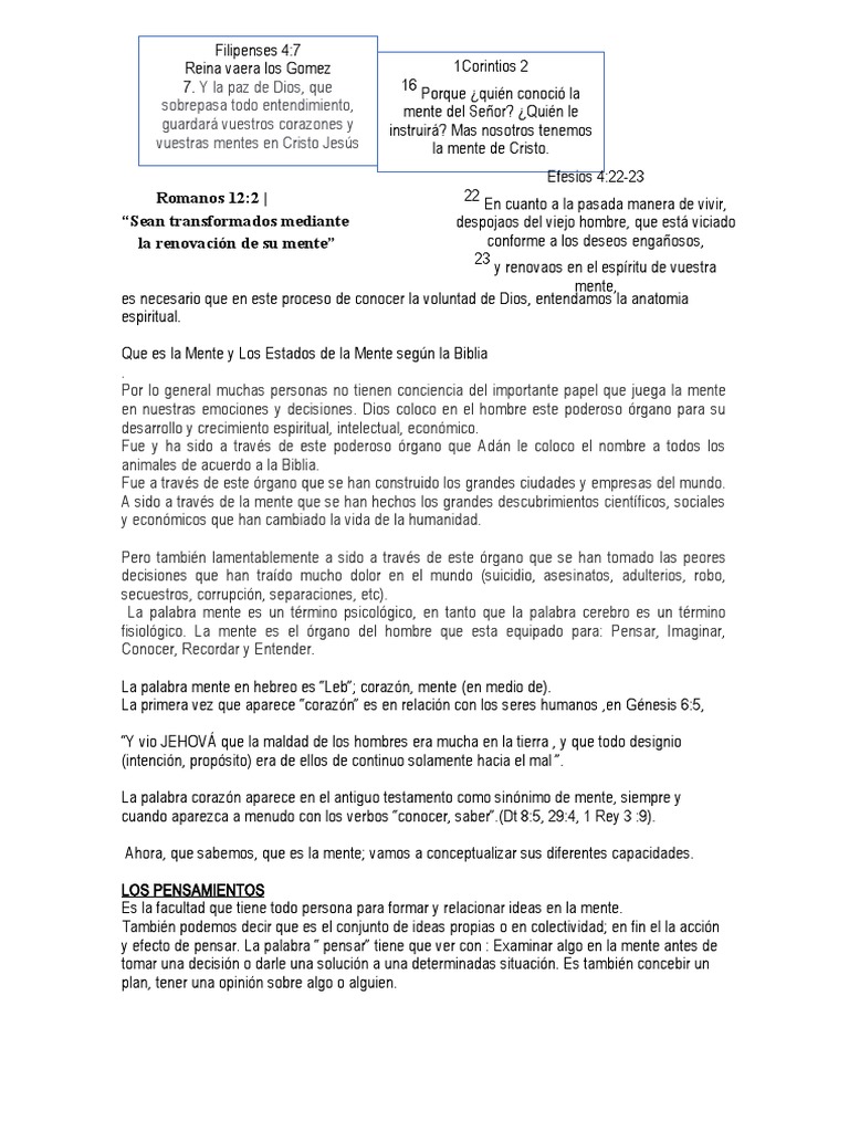 Estados de la Mente según la Biblia | PDF | Alma | Mente