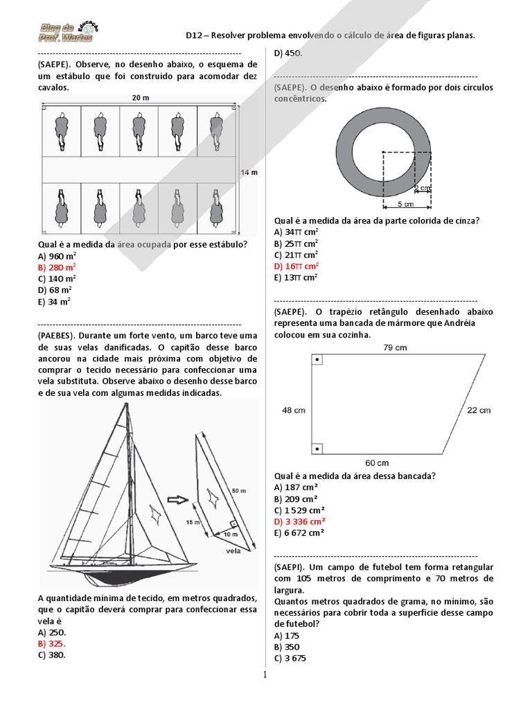 Exercícios de Matemática - Blog Do Prof. Warles | PDF | Triângulo ...