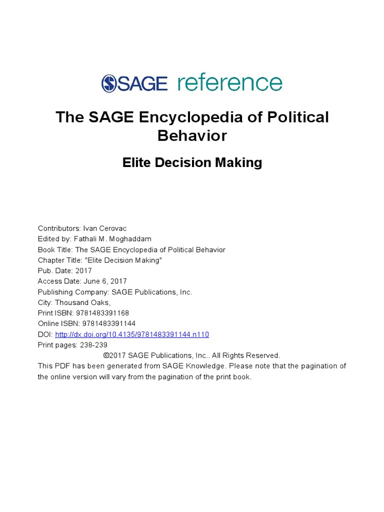886122.elite Decision Making | PDF | Expert | Decision Making