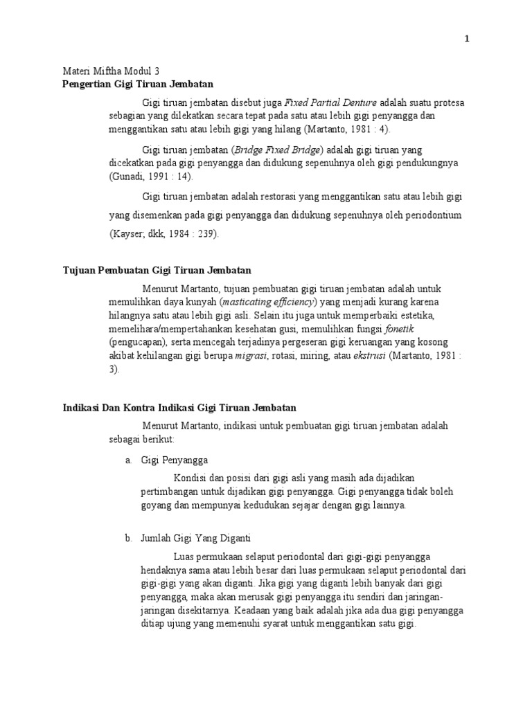 Pengertian Gigi Tiruan Jembatan | PDF