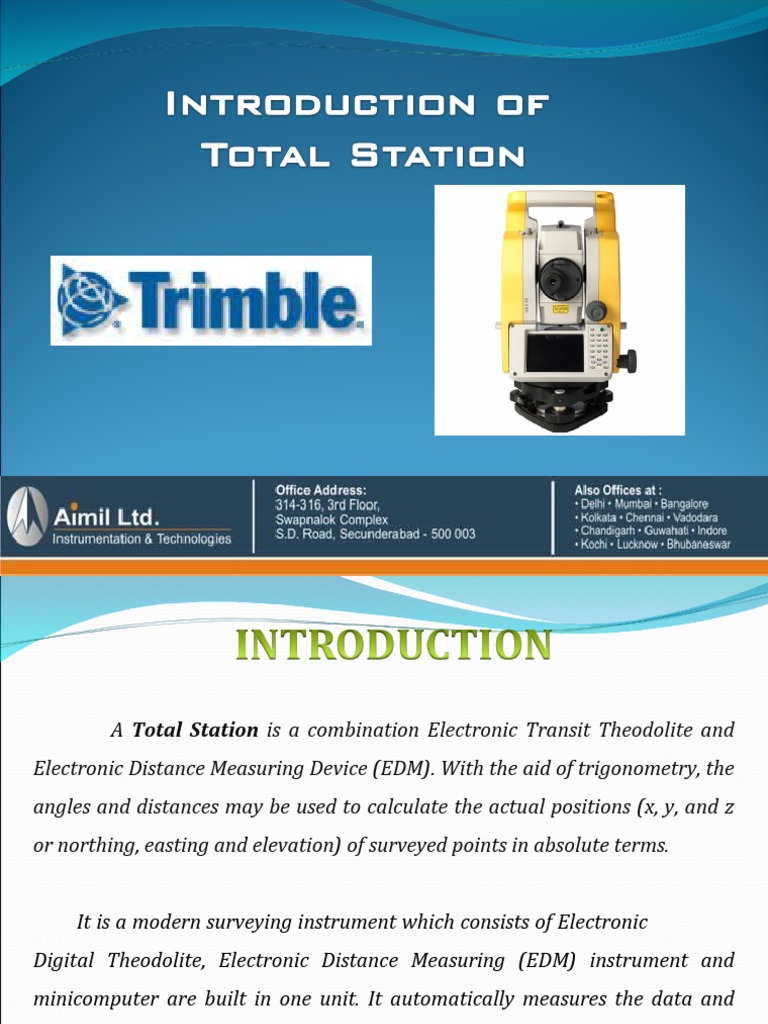 1 - Introduction To Total Station | PDF | Surveying | Equipment