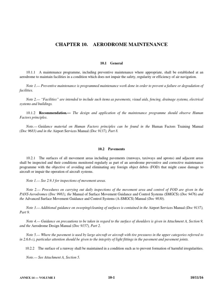 ICAO Annex 14 Volume 1 CH10 | PDF | Runway | Airport