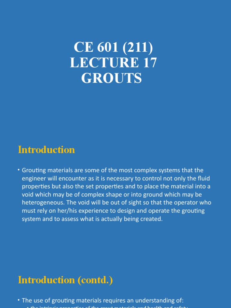 Grouting Techniques in Civil Engineering | PDF | Cement | Concrete
