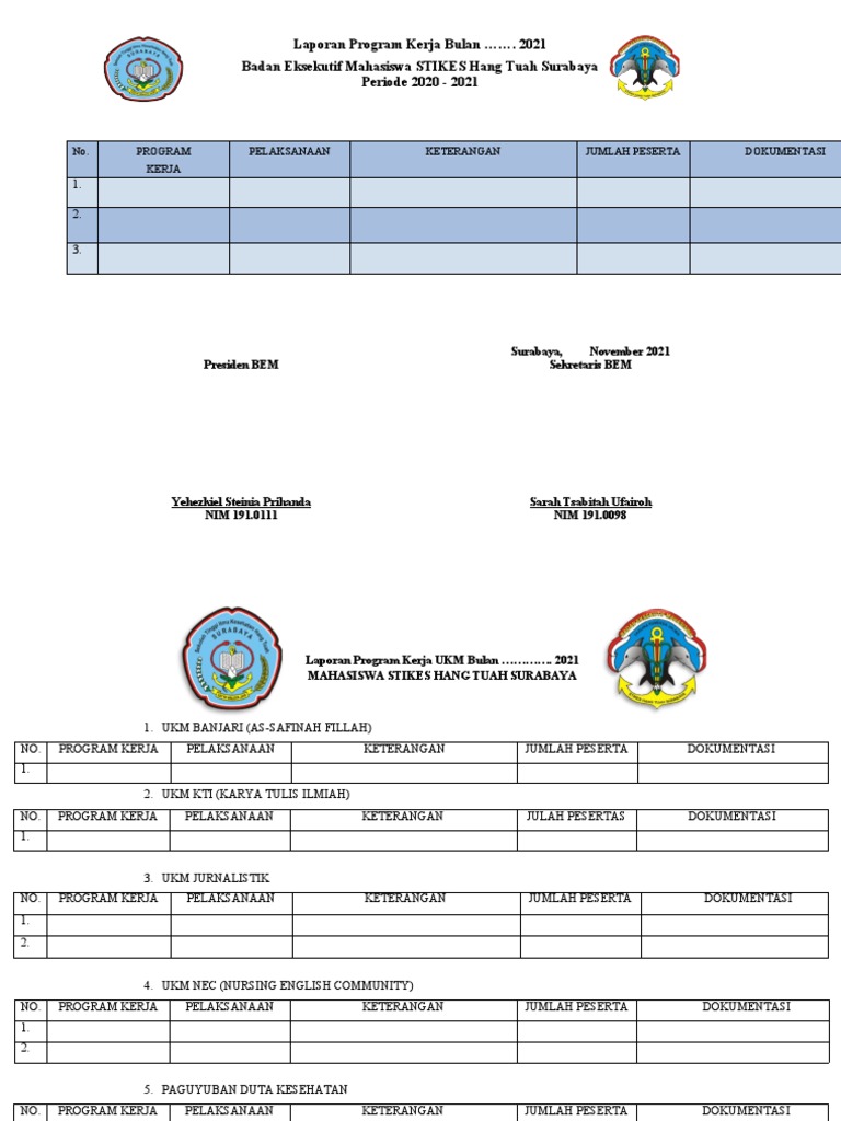 Laporan Program Kerja Bulanan | PDF