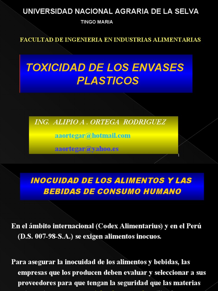 Toxicologia de Envases Plasticos. Migracion (2 Sesiones) | PDF ...