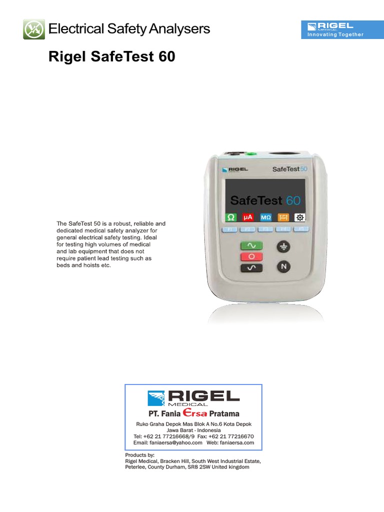 Rigel Safetest 60: Electrical Safety Analysers | Download Free PDF ...