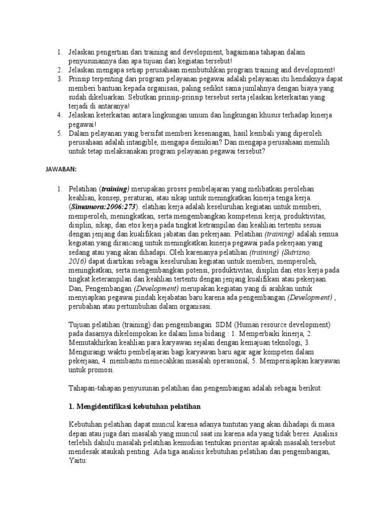 Pengertian Training dan Development | PDF