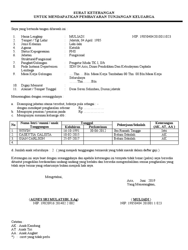 Contoh Pengisian kP4 | PDF