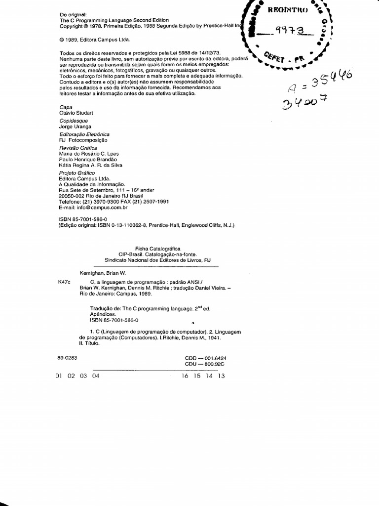 Brian W. Kernighan, Dennis M. Ritchie - C, A Linguagem de Programação ...