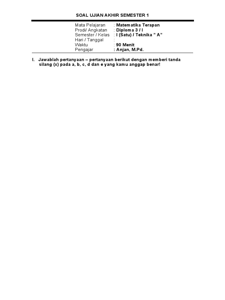 Soal Uts Dp-3 Peningkatan 2021 | PDF