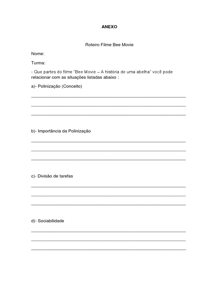 Roteiro Filme Bee Movie | PDF