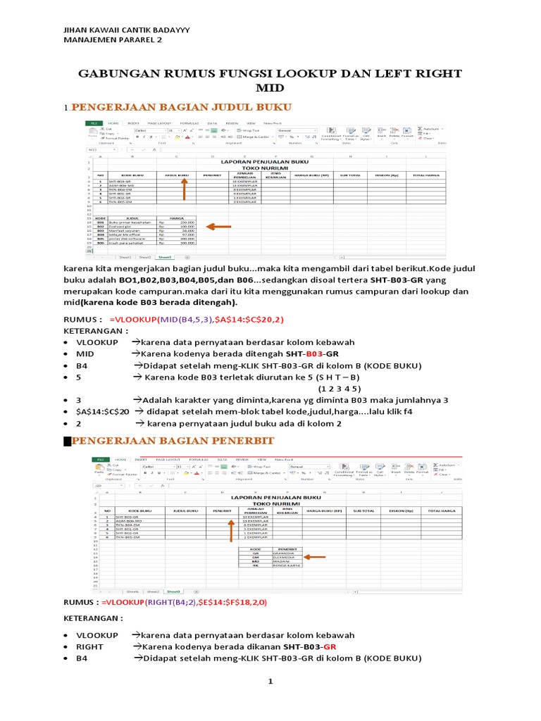 Gabungan Rumus Fungsi Lookup Dan Left Right Mid | PDF